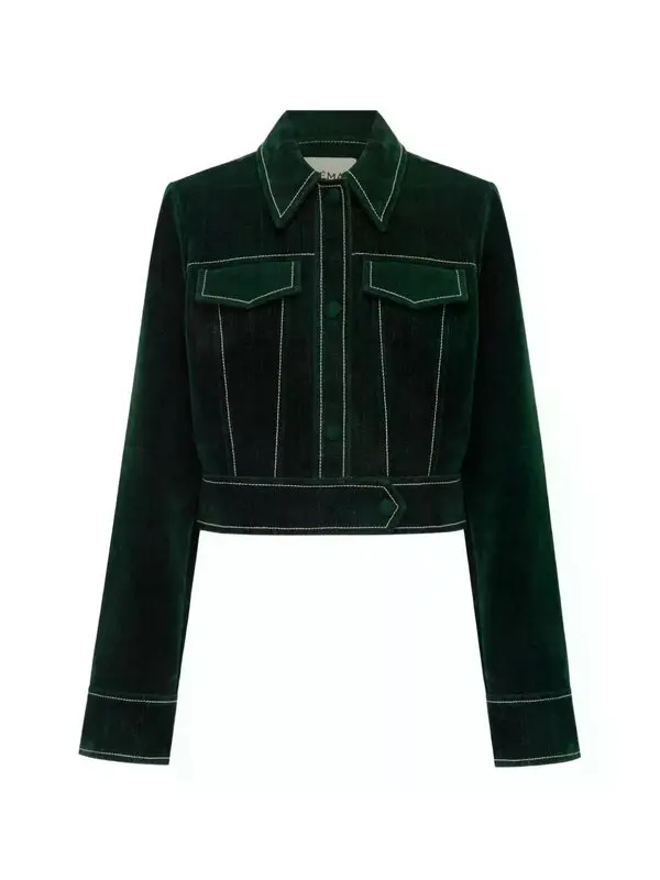 ALEMAIS Johnny Cropped Velvet Self-stripe Jacket