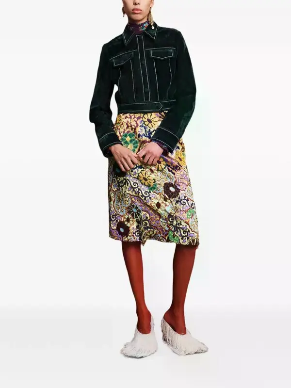 ALEMAIS Johnny Cropped Velvet Self-stripe Jacket