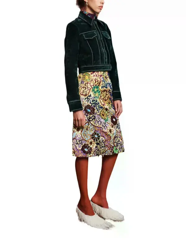 ALEMAIS Johnny Cropped Velvet Self-stripe Jacket