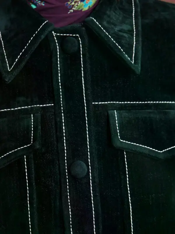 ALEMAIS Johnny Cropped Velvet Self-stripe Jacket