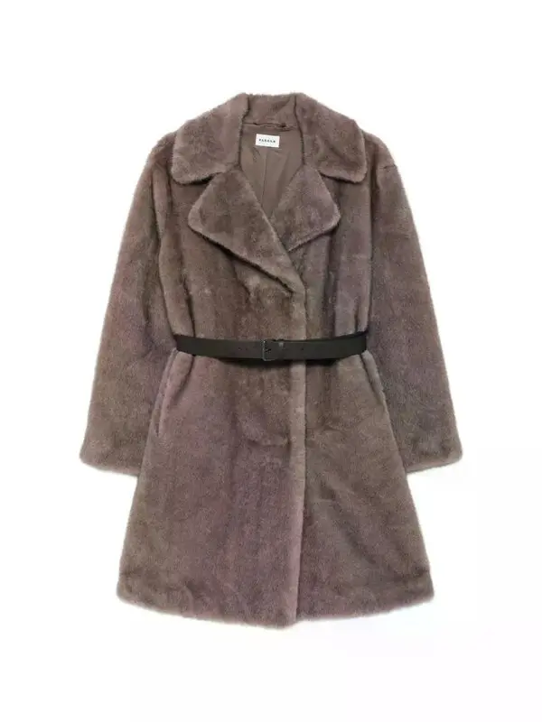 P.a.r.o.s.h Belted Faux-fur Coat - Brown