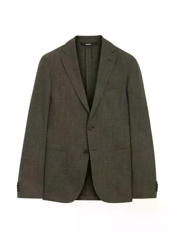 BOSS Slim-fit Jacket In Virgin Wool And Linen - Green