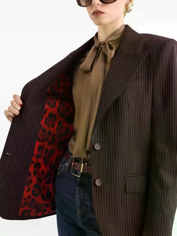 Dolce & Gabbana Linda Single-breasted Pinstripe Wool Jacket