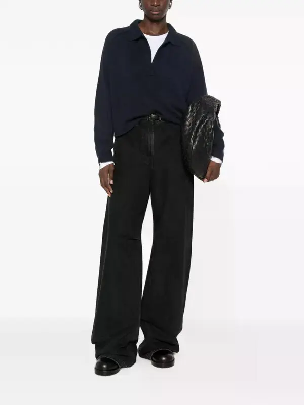 KUJTEN Aenora Polo-collar Raglan-sleeve Sweater