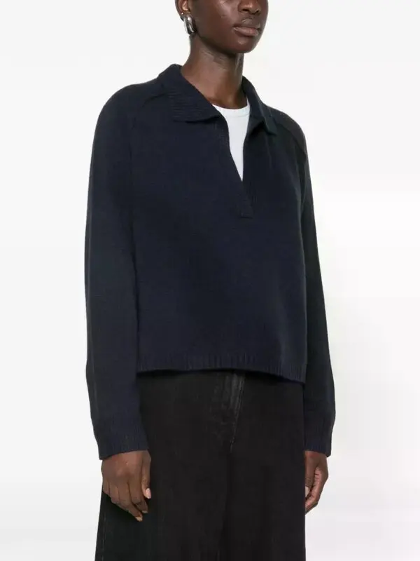 KUJTEN Aenora Polo-collar Raglan-sleeve Sweater