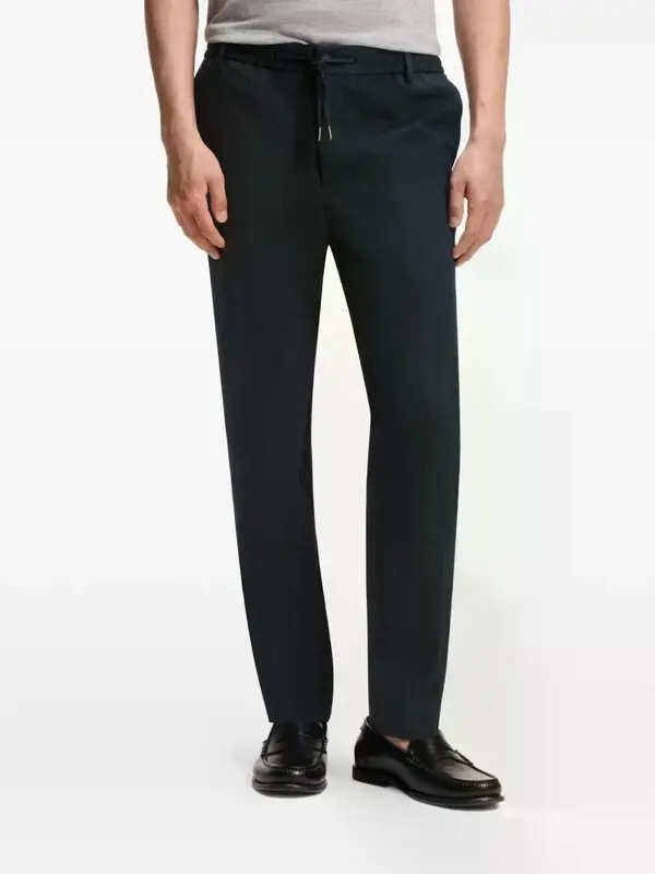 BOSS Drawstring-waist Stretch-twill Chino Pants - Blue
