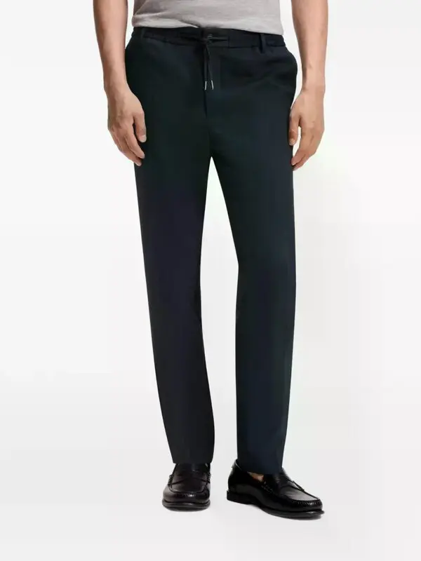 BOSS Drawstring-waist Stretch-twill Chino Pants - Blue