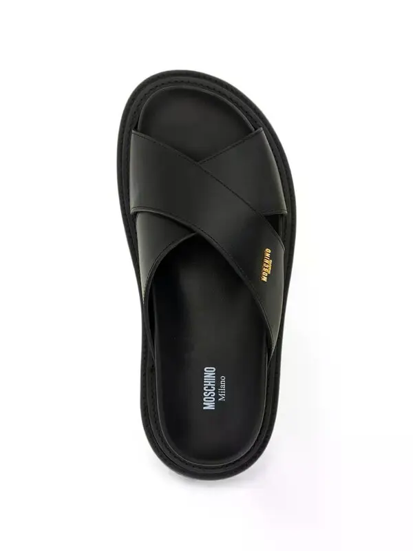 Moschino Plaque Crossover-strap Sandals