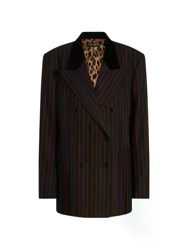 Dolce & Gabbana Double-breasted Pinstripe Wool Jacket - Black