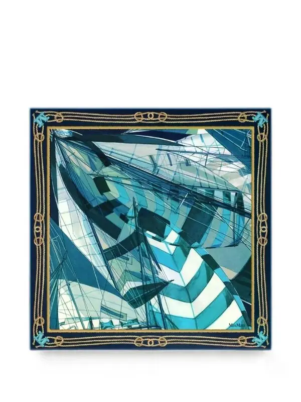 Max Mara Printed Silk Foulard Sky - Blue