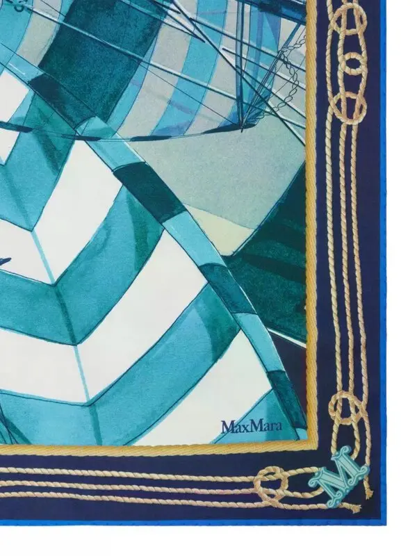 Max Mara Printed Silk Foulard Sky