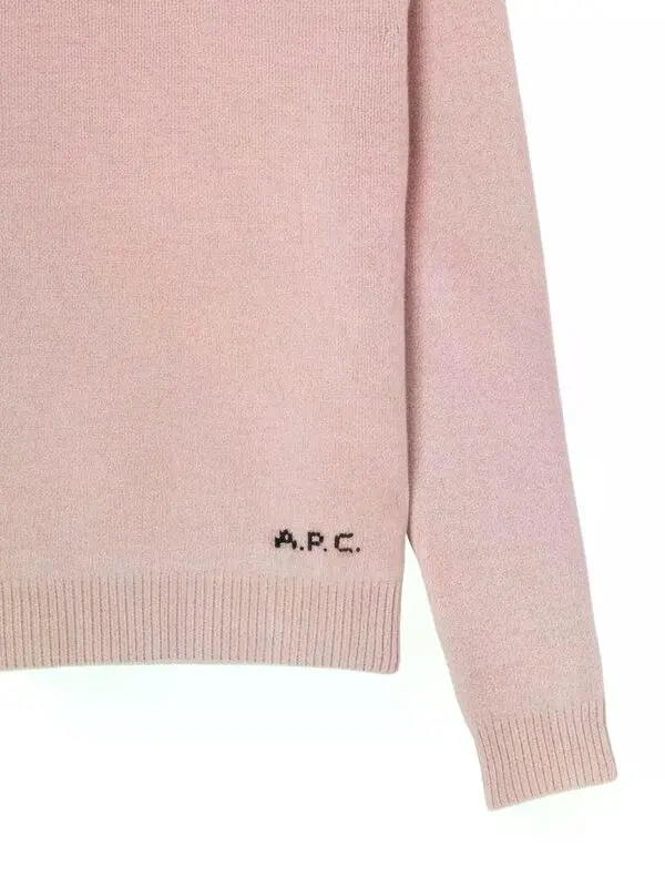 A.p.c. Logo-embroidered Ribbed-trim Sweater - Pink