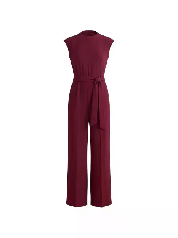 Hugo Crepe Jumpsuit With Belt - Red
