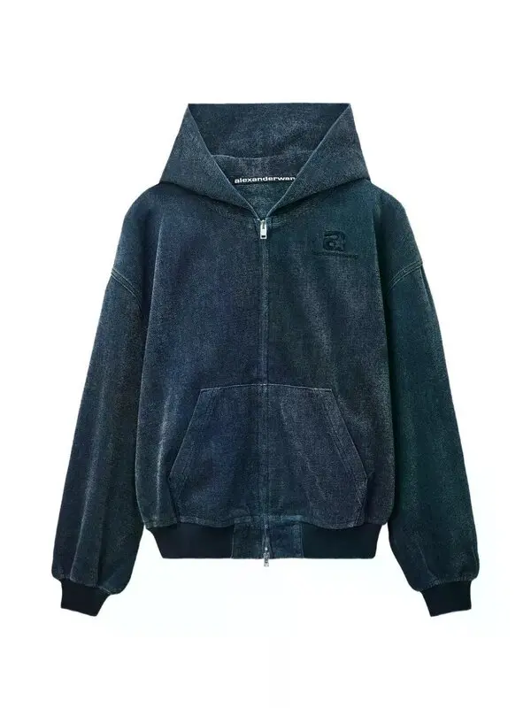 Alexander Wang Brushed Denim Oversized Hoodie - Blue