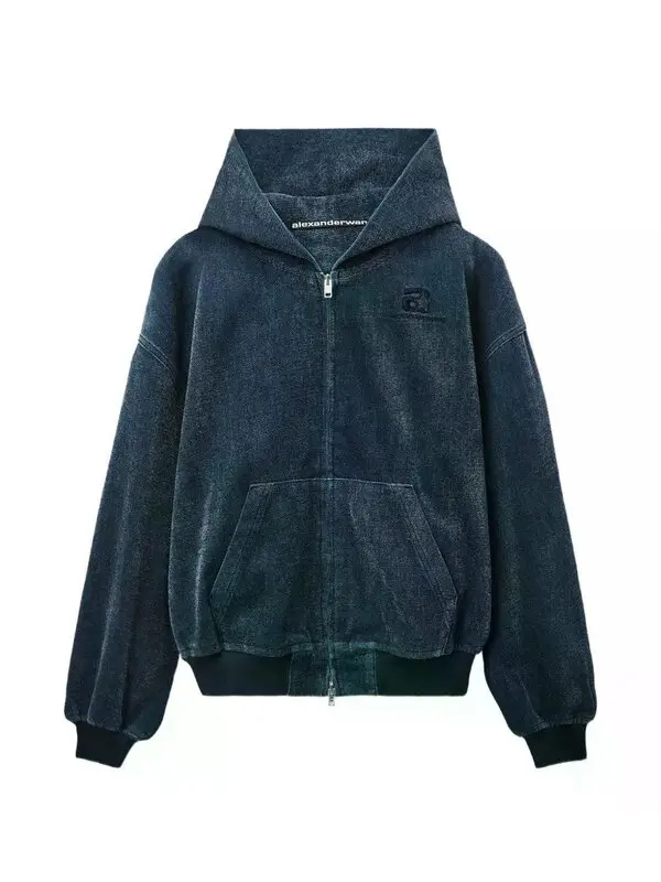 Alexander Wang Brushed Denim Oversized Hoodie - Blue
