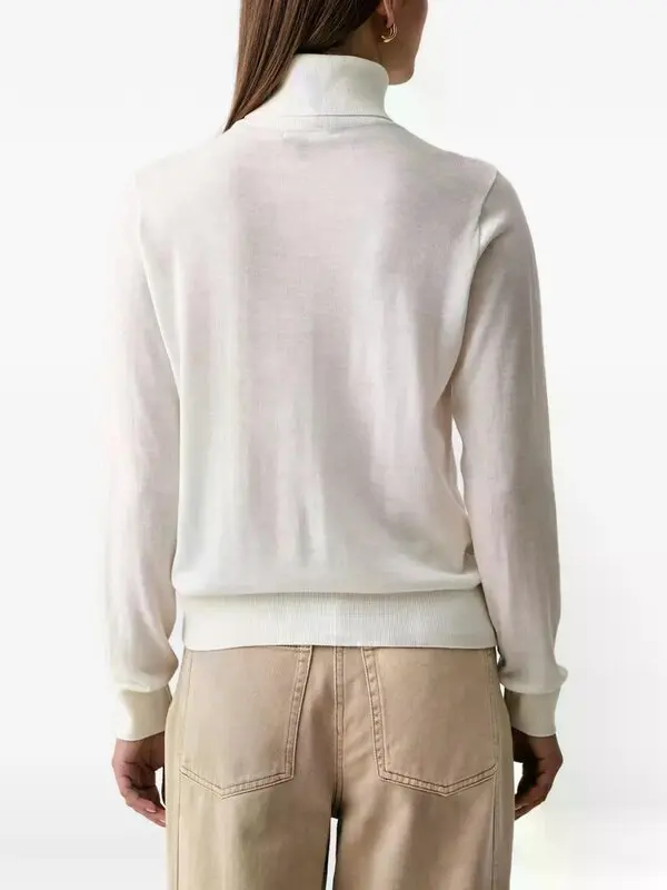 Armani Exchange Logo-embroidered Roll-neck Sweater - White