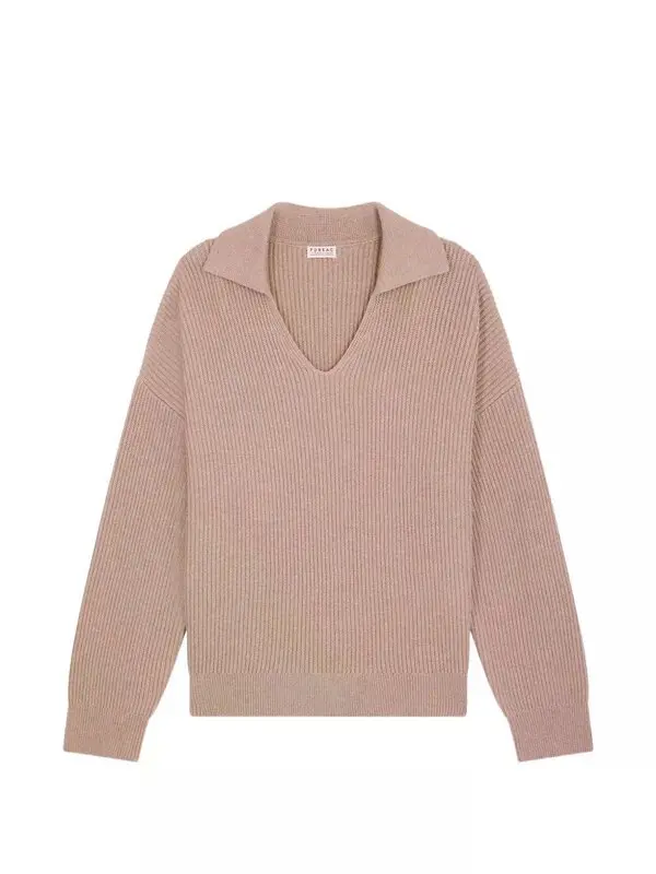 FURSAC Ribbed-knit V-neck Sweater