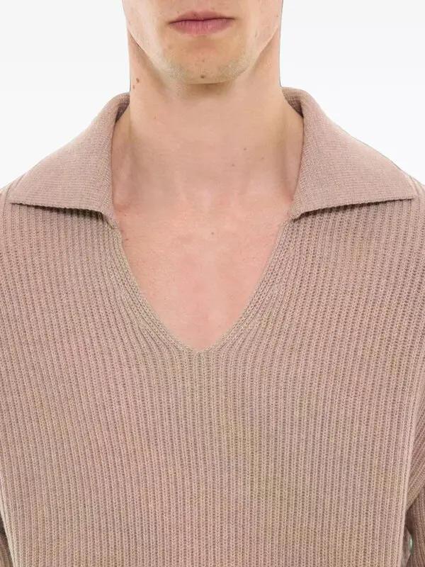 FURSAC Ribbed-knit V-neck Sweater