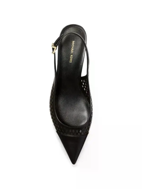 Michael Kors Amara Laser-cut Leather Slingback Pumps - Black