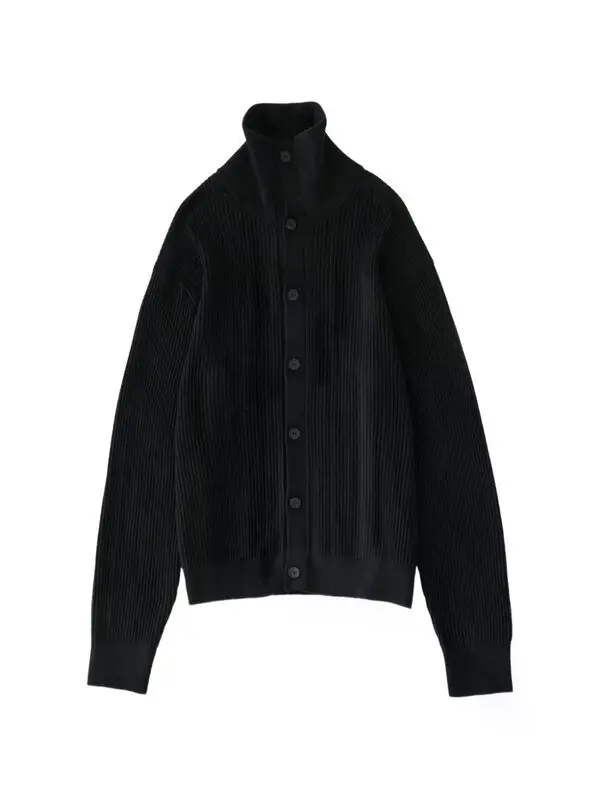 Studio Nicholson Oran High-collar 12-gauge Knit Cardigan - Black
