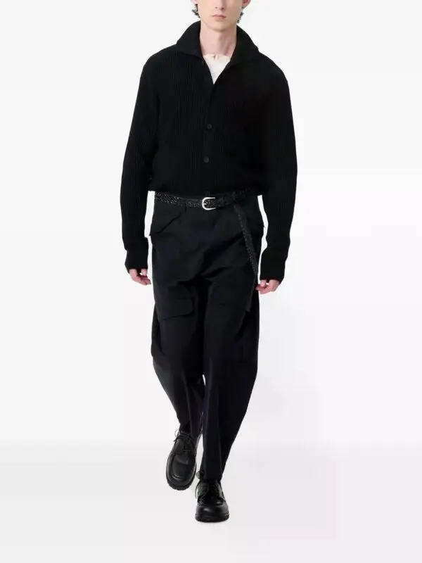 Studio Nicholson Oran High-collar 12-gauge Knit Cardigan - Black