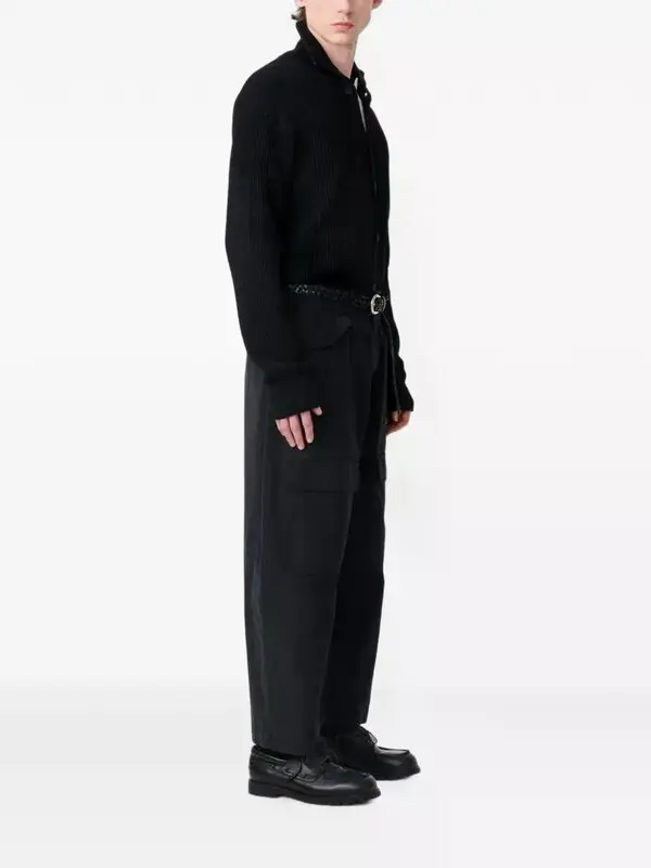 Studio Nicholson Oran High-collar 12-gauge Knit Cardigan - Black