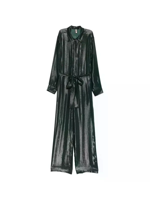 INDRESS Metallic-effect Belted Jumpsuit - Black