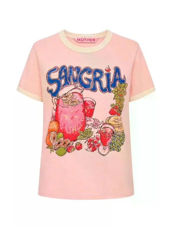 MOTHER Lil Goodie Ringer Crew Neck T-shirt - Pink