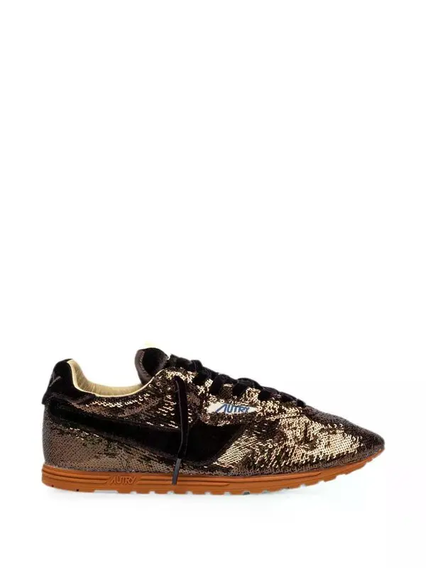AUTRY Windspin Low Sequin-embellished Velvet Sneakers - Brown