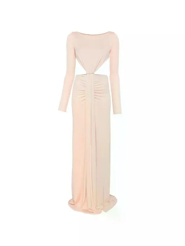 Elisabetta Franchi Cut-out Ruched Maxi Dress - Neutrals