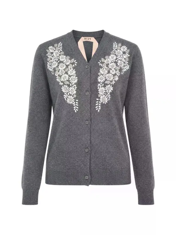 N°21 Floral-embroidered Cardigan