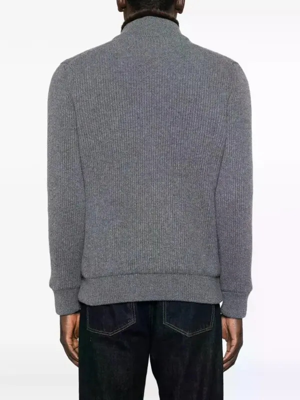 BARBA NAPOLI Ribbed-knit Sweater With Faux-fur Collar