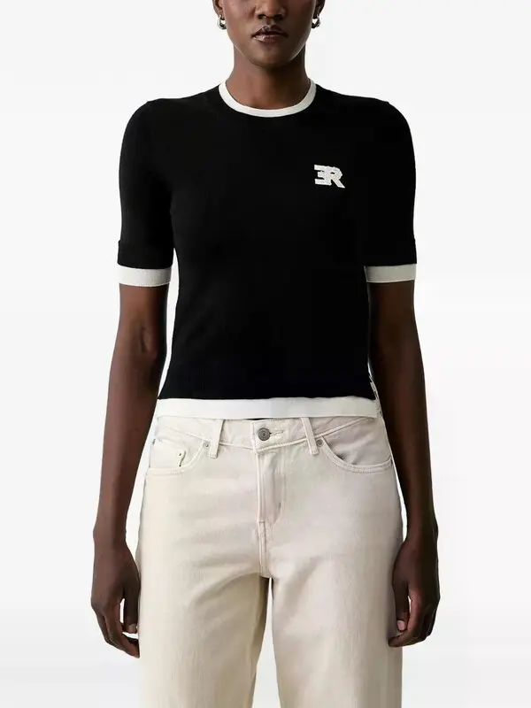 ERMANNO FIRENZE Logo-embroidered Contrast-trim T-shirt