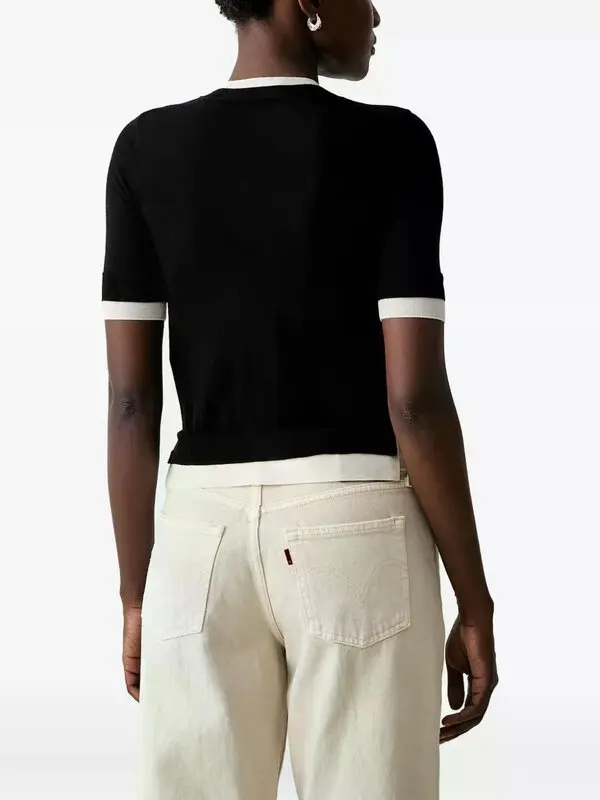 ERMANNO FIRENZE Logo-embroidered Contrast-trim T-shirt