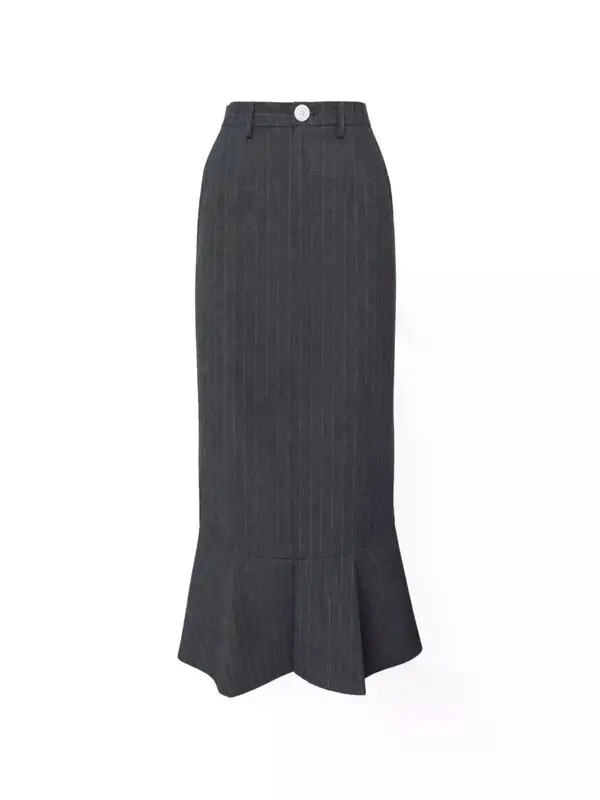 ENFOLD Striped Umbrella-hem Midi Skirt