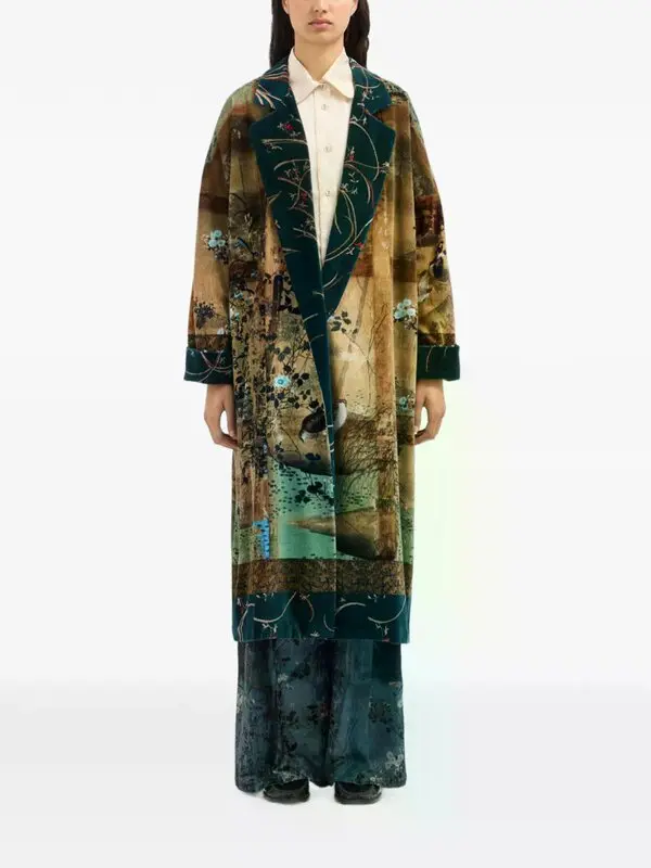 PIERRE-LOUIS MASCIA Floral-print Longline Coat