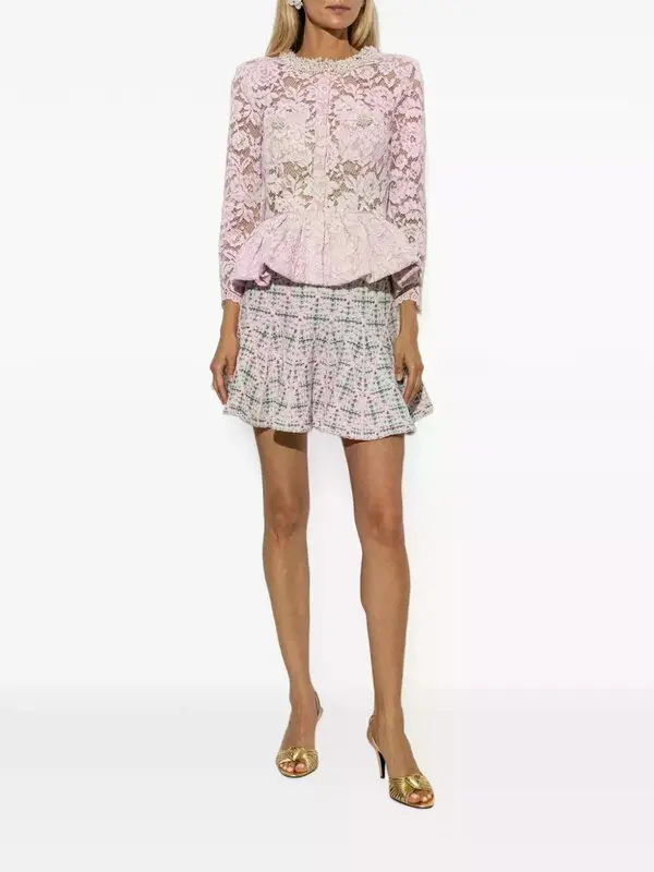 SELF-PORTRAIT Lace Peplum Top - Pink