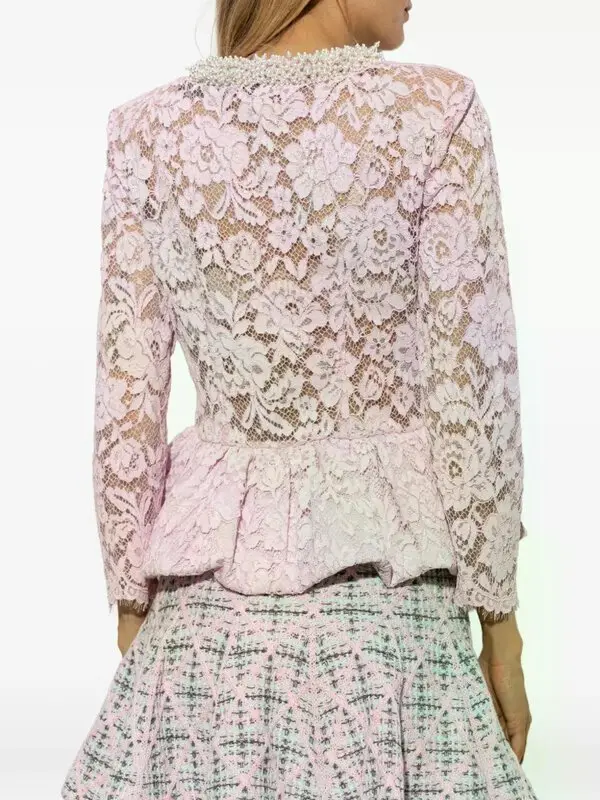 SELF-PORTRAIT Lace Peplum Top - Pink