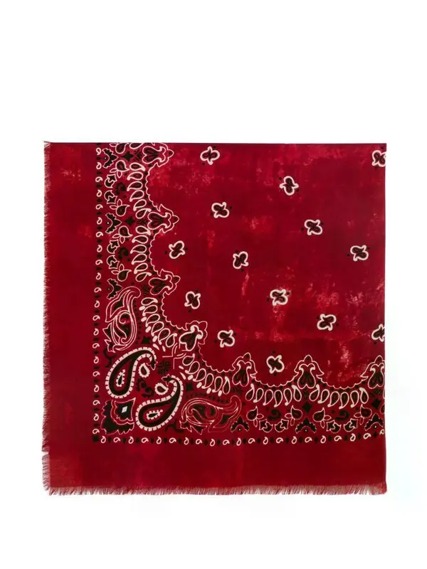 Destin Paisley-print Frayed Scarf - Red