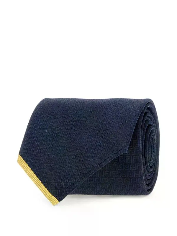 Fendi Ff Silk Neck Tie - Blue