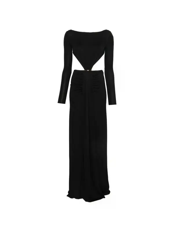 Elisabetta Franchi Cut-out Ruched-detail Maxi Dress - Black