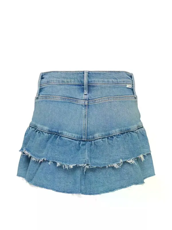 MOTHER Ruffle My Feathers Denim Mini Skirt