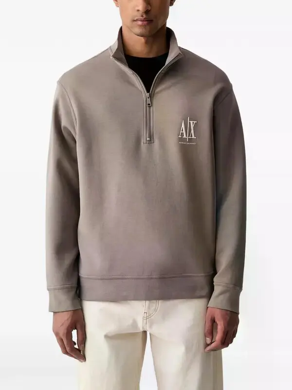 Armani Exchange Logo-embroidered Quarter-zip Sweatshirt