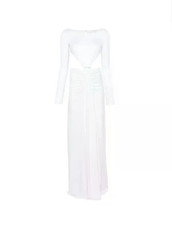 Elisabetta Franchi Cut-out Ruched Maxi Dress - White