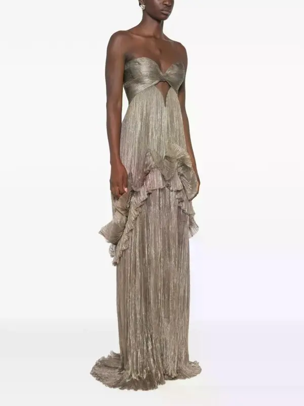MARIA LUCIA HOHAN Yumi Pleated Ruffled Maxi Dress