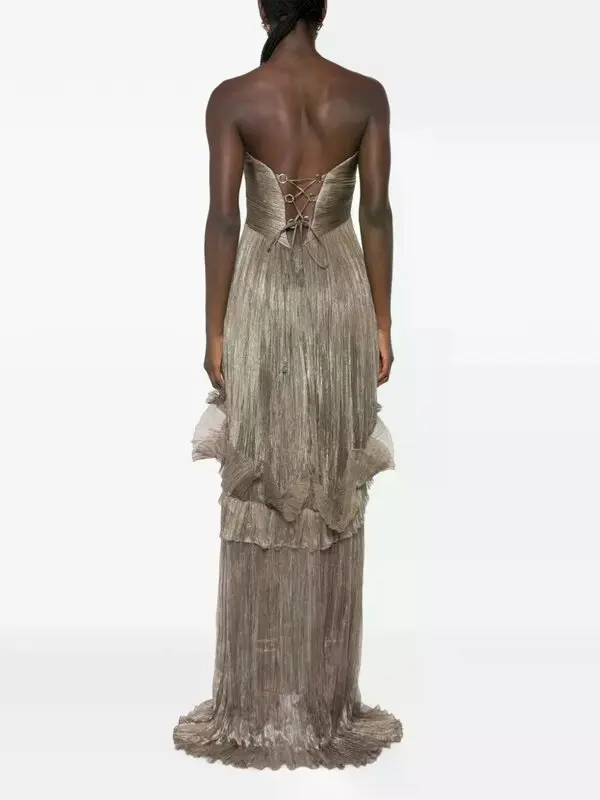 MARIA LUCIA HOHAN Yumi Pleated Ruffled Maxi Dress
