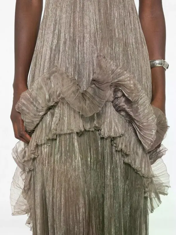 MARIA LUCIA HOHAN Yumi Pleated Ruffled Maxi Dress