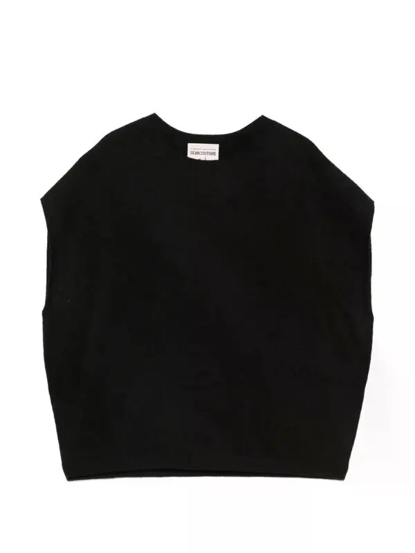 SEMICOUTURE Crew-neck Knitted Vest - Black