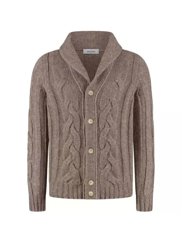 GRAN SASSO Cable-knit Shawl-collar Cardigan