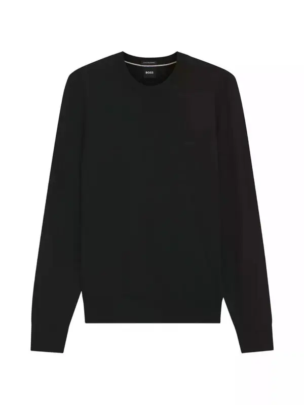 BOSS Merino-wool Sweater With Logo Embroidery - Black